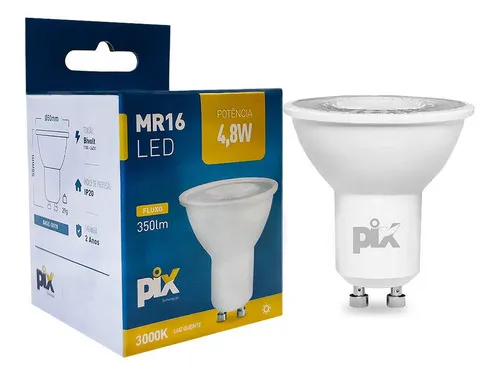 Lâmpada Dicróica Mr16 Led 4 8w 3000k Bivolt Gu10 Cor Da Luz 3000k