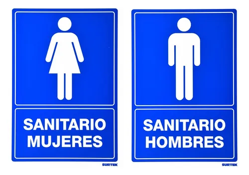 Señal Letrero Sanitario Mujeres + Sanitario Hombres 25x36cm | MercadoLibre
