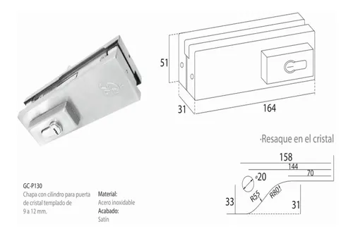 Chapa Piso Para Cristal Templado Satin | Envío gratis