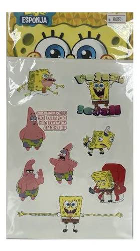 Calcomanías Tatuaje Temporal Hidrotransferible Bob Esponja Color