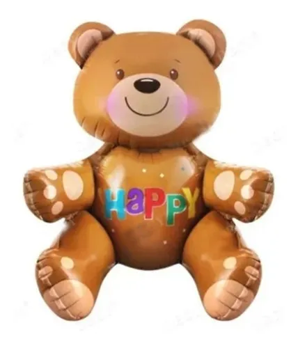 Globo metálico con forma de oso pardo Happy de 70 cm | MercadoLibre Globo metálico con forma de oso pardo Happy de 70 cm | MercadoLibre