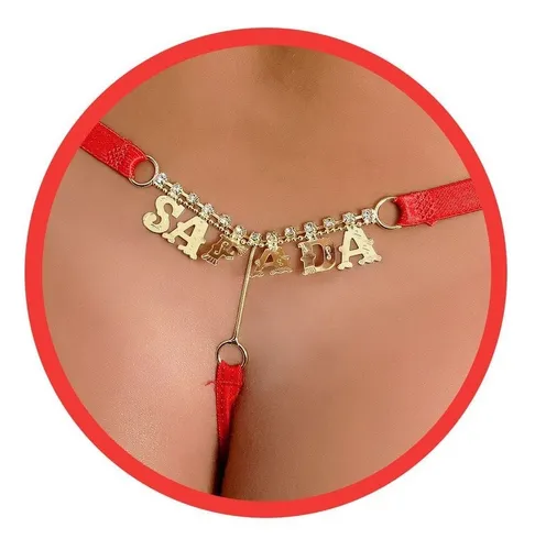 Kit 5 Tangas Fio Dental Sexy Frase Escrita Em Strass Parcelamento Sem