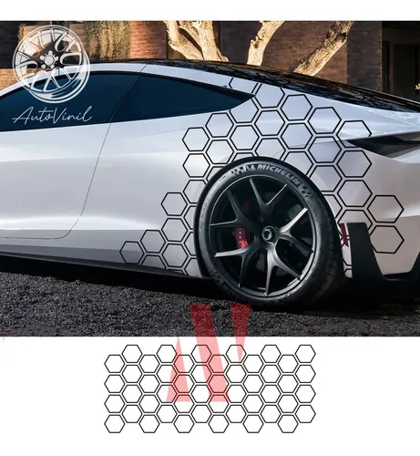 Calcomanía Sticker Vinil Exagonos Para Auto Camioneta Av02