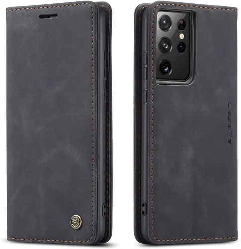 Funda De Piel Con Tapa Para Galaxy S21 S21 Plus E Ultra Color Negro