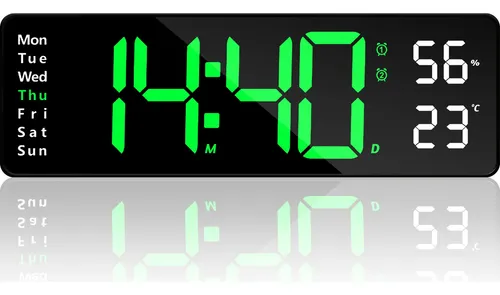Reloj De Pared Digital Con Termómetro, Alarmas Y Calendario | MercadoLibre