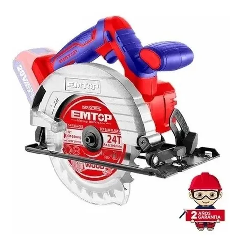 Sierra Circular Inalámbrica 20v 4600rpm Emtop Elcs201650 Sierra Circular Inalámbrica 20v 4600rpm Emtop Elcs201650