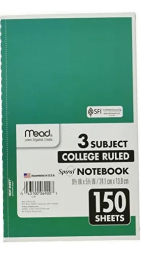 Mead Spiral Notebook, 3 Subject, College Ruled Paper, 150 | Meses sin ... Mead Spiral Notebook, 3 Subject, College Ruled Paper, 150 | Meses sin ...