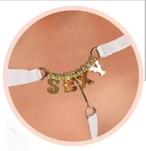 Kit 5 Calcinhas Tanga Renda Fio Frase Biju Strass Fio Parcelamento