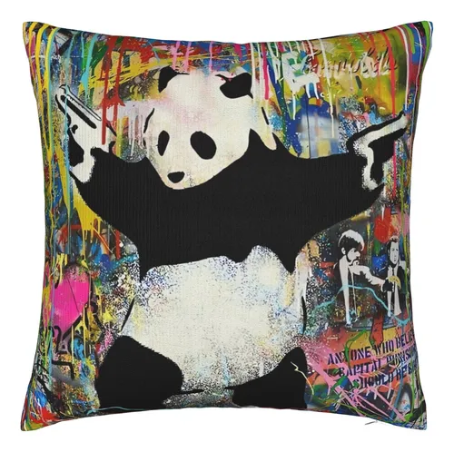 Panda With Guns Stick Em Up, Capa De Travesseiro, 18* 18 Pol | MercadoLivre