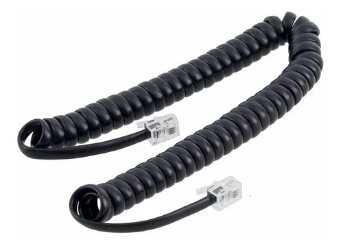 Cabo Fio Espiral Telefone Preto 1,8 Metros Rj9 4 Vias Cabo Fio Espiral Telefone Preto 1,8 Metros Rj9 4 Vias