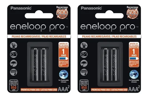 Pilha Recarregável Eneloop Pro Preta Palito Aaa 4 Pilhas