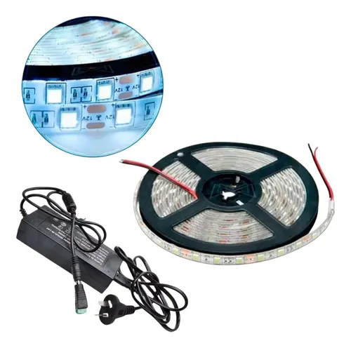 Tira Led 5050 C Fuente 12v 5a Conector 5m Exterior Ip65