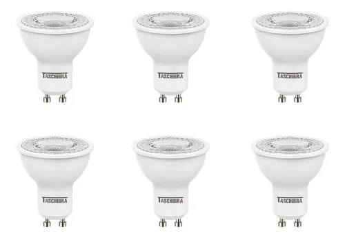 Lâmpada Led Dicróica Mr16 Tdl 50 7w Taschibra Kit Com 6 Pçs Cor Da Luz