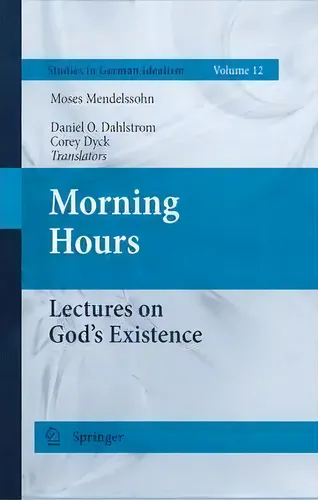 Morning Hours, De Moses Mendelssohn. Editorial Springer, Tapa Dura En ...