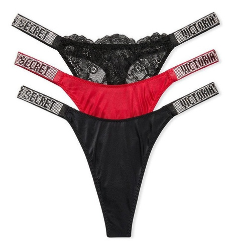 Tanga Victorias Secret Set 3 Piezas Shine Brillos Very Sexy Meses Sin