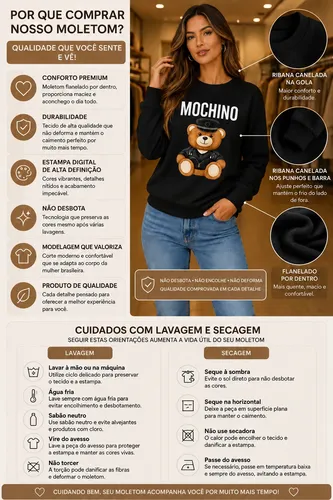 Blusa Frio Moletom Estiloso Feminino Algodão Urso Mochino | MercadoLivre