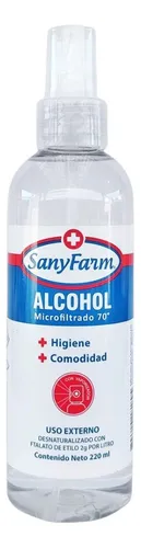 Alcohol Spray Líquido Microfiltrado 70° 220 Ml. Sanyfarm | MercadoLibre