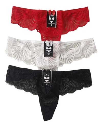 Tanga Calcinha Frase Sexy Fio Dental Renda Brilho Biju Stras