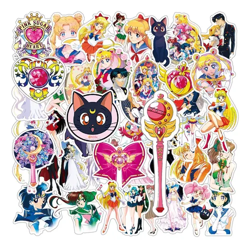 50 Adesivos De Desenhos Animados De Sailor Moon Parcelamento Sem Juros