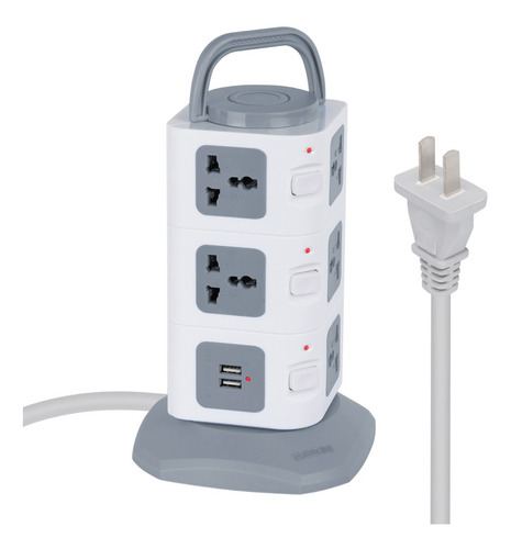Regleta Multicontacto En Torre 11 Tomas Universales Y 2 Usb Meses Sin