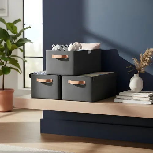 Pack de 3 Cajas Organizadoras Plegables de Tela de Lino para Ropa y ...