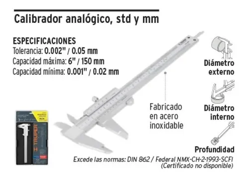 Calibrador De 6 Milimétrico Y Standard Truper 14394 En Venta En