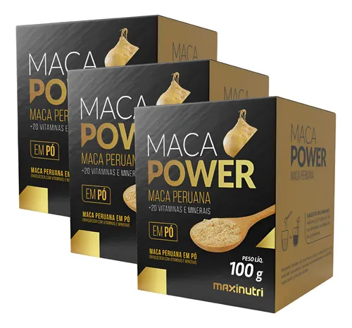 Kit 3 Maca Power Pó 100g Com Vitaminas E Minerais Maxinutri Sem Sabor ...