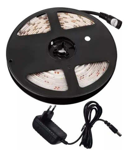 Tira Led De Silicona 5050 De 5 Metros Color Blanco 6500 K Con Fuente