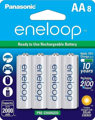 Kit Pilhas Panasonic Recarregáveis Eneloop Aa 8 Unidades