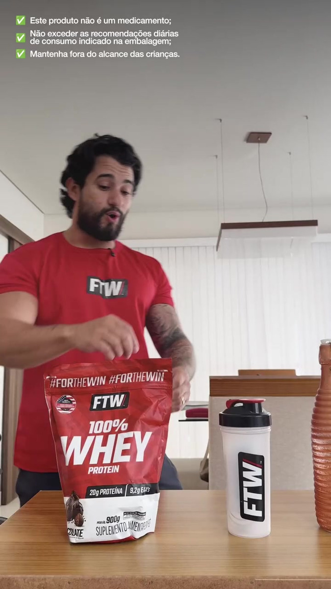 Whey Protein 100% Concentrado Refil 900g Sabor Doce de Leite - FTW | Frete grátis
