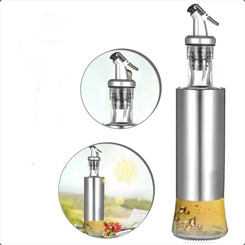 Porta Vinagre Azeite Em Vidro Aço Inox Bico Dosador 500ml Porta Vinagre Azeite Em Vidro Aço Inox Bico Dosador 500ml