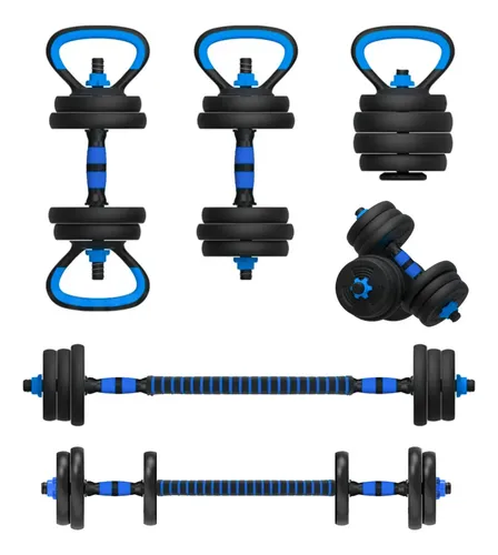 Halteres Kettlebell Barras 17 Pçs Regulável 10kg Musculação ...