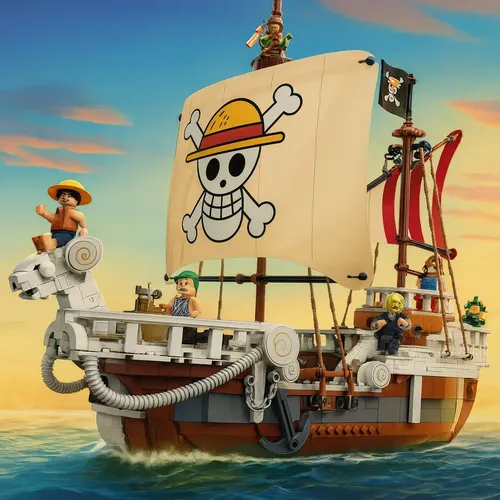 Compatível 75639 One Piece O Barco Pirata Going Merry Navio 1375 Luffy ...