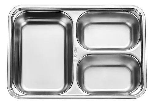 Plato De Comedor Dividido Bandeja De Comida Plateada Recip Meses