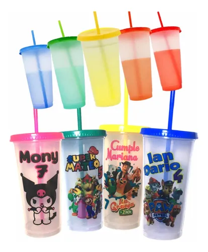 20 Vasos Mágicos Personalizados Bolo Cambia Color 24 Oz Meses Sin Interés