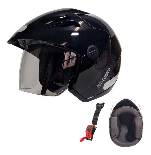 Capacete Moto Ebf Thunder Open Solid Aberto Preto Brilho | Frete grátis Capacete Moto Ebf Thunder Open Solid Aberto Preto Brilho | Frete grátis