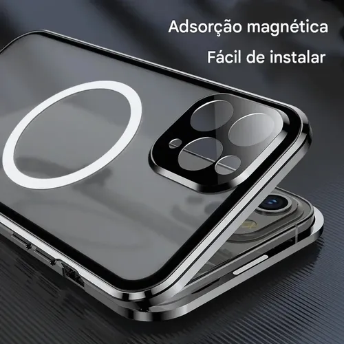 1 Capa 360 Com Metal Para iPhone 16 15 14 13 Pro Max Plus ...