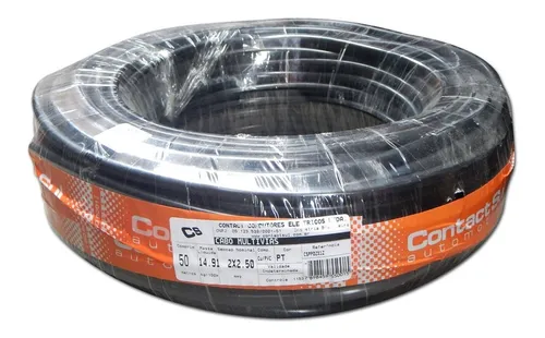 Rolo 50m Cabo Pp Contact 2x2,50mm / 2x2,5 Mm - 100% Cobre Rolo 50m Cabo Pp Contact 2x2,50mm / 2x2,5 Mm - 100% Cobre