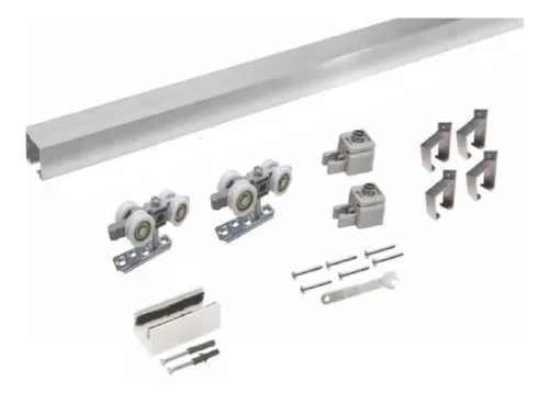 Kit de puerta corredera de riel completo de 2 metros sin corte, 80 kg ...