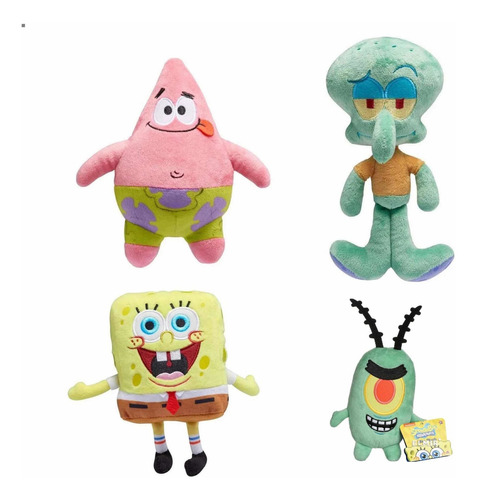Pack 4 Mini Peluches 16 Cm Bob Esponja Patricio Calamardo Envío Gratis