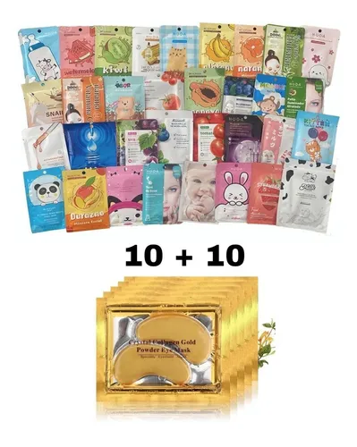 10 Mascarillas Coreanas 10 Pares De Parches Ojos Colágeno