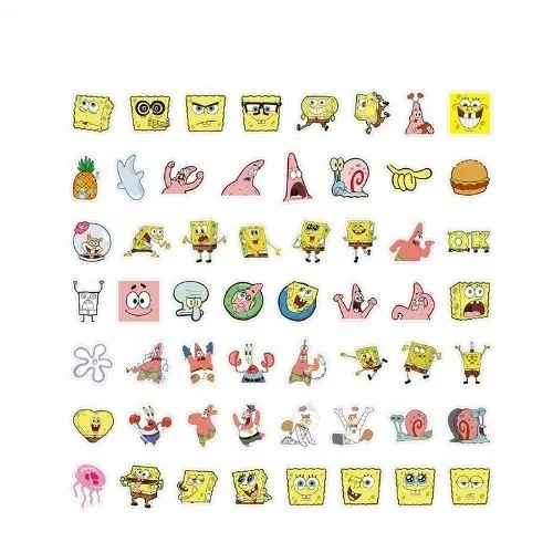 50 Stickers Impermeables Bob Esponja Cuotas Sin Interés
