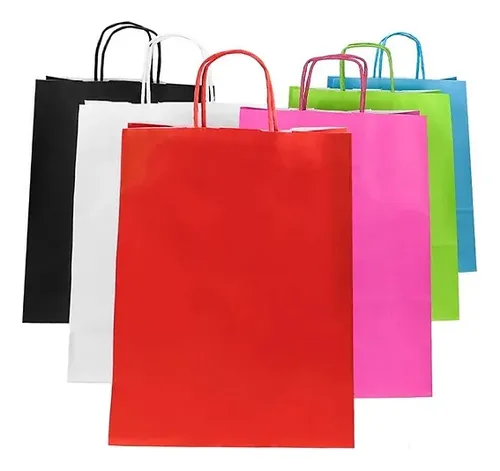 Bolsas Papel Colores Para Regalo Kraft Pack 12 Unidades Cuotas Sin