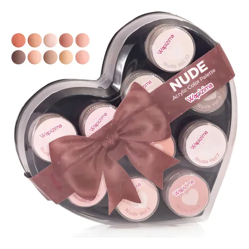 Polvo para uñas Wapizima Acrílico estuche corazon 7g color nude con 10 ... Polvo para uñas Wapizima Acrílico estuche corazon 7g color nude con 10 ...