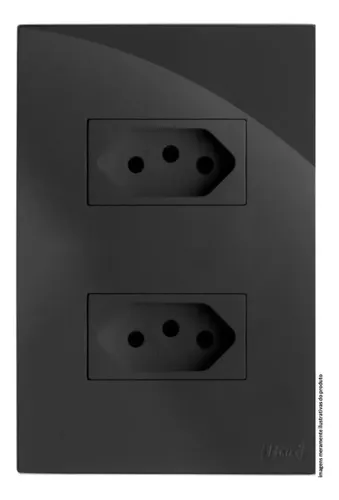 Conjunto 2 Tomadas Horizontal 10a 4x2 Black Satin Recta Blux Cor Preto Conjunto 2 Tomadas Horizontal 10a 4x2 Black Satin Recta Blux Cor Preto