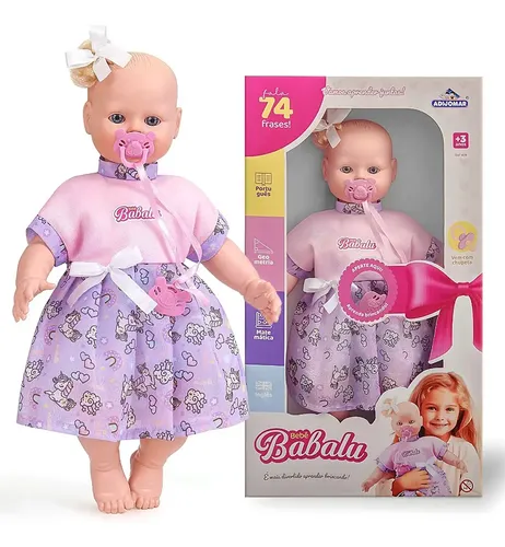 Boneca Bebê Babalu Grande Com 46cm Fala 74 Frases Brinquedo ...