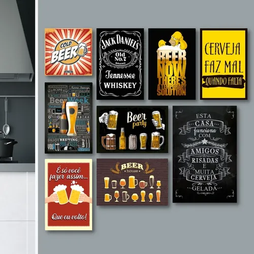 Kit Placas Decorativas Bebidas Frases Vintage Mdf- 9 Placas ... Kit Placas Decorativas Bebidas Frases Vintage Mdf- 9 Placas ...
