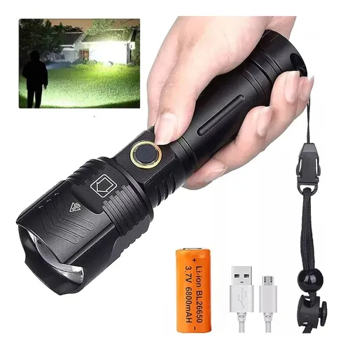 Linterna Led De Mano Recargable Potente Usb Zoom Tactica | MercadoLibre