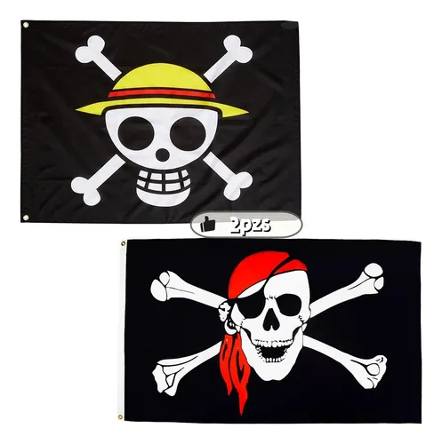 Bandera One Piece Anime Luffy Con Ojillos Colgable 2pzs | Meses sin interés