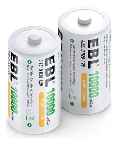 Pilas Recargables Ebl Tamaño D Grande 10000mah Pack X2u Pilas Recargables Ebl Tamaño D Grande 10000mah Pack X2u